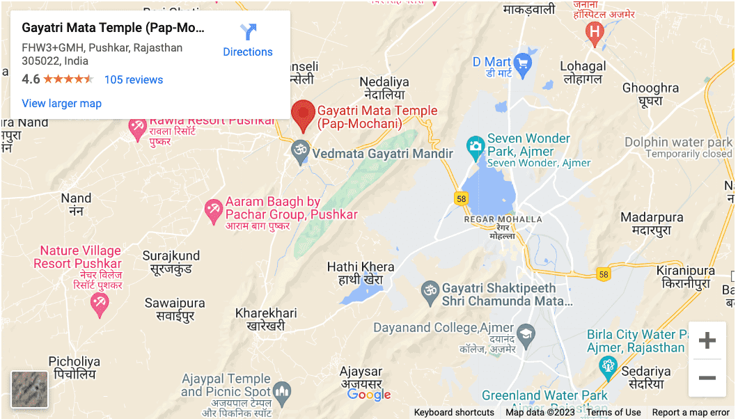 Gayatri Mata Temple & Hill Viewpoint, Pushkar (Pap-Mochani)