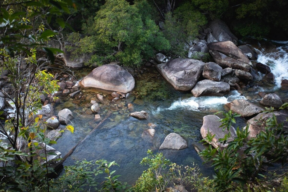 Hiking in the Behana Gorge to Clamshell Falls from Cairns