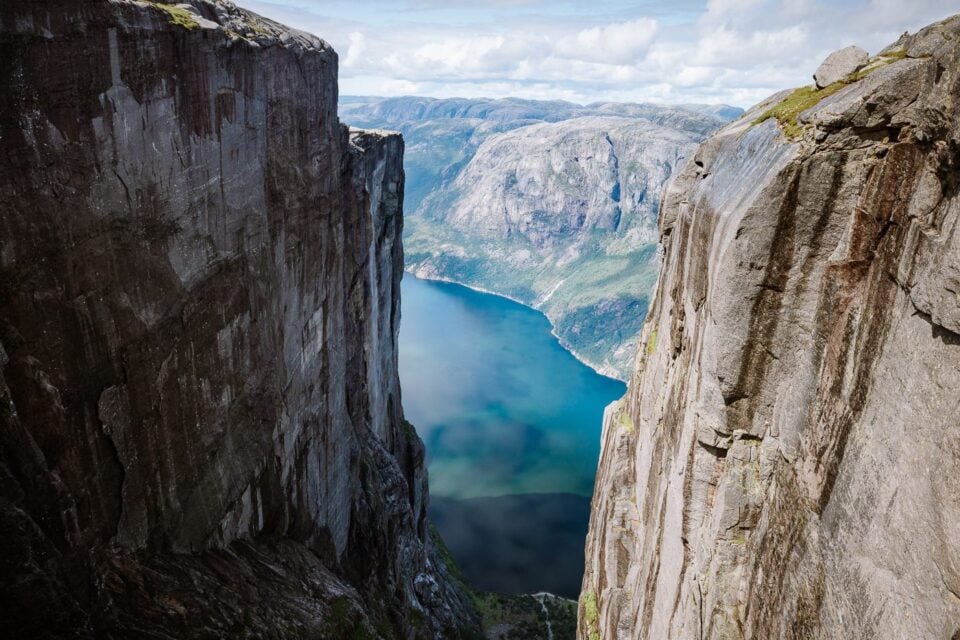 Hiking to the Kjeragbolten Rock in the Kjerag Mountains, Norway