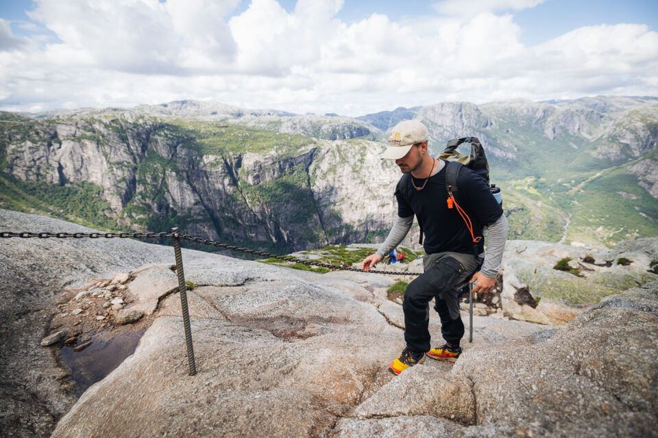 Hiking to the Kjeragbolten Rock in the Kjerag Mountains, Norway