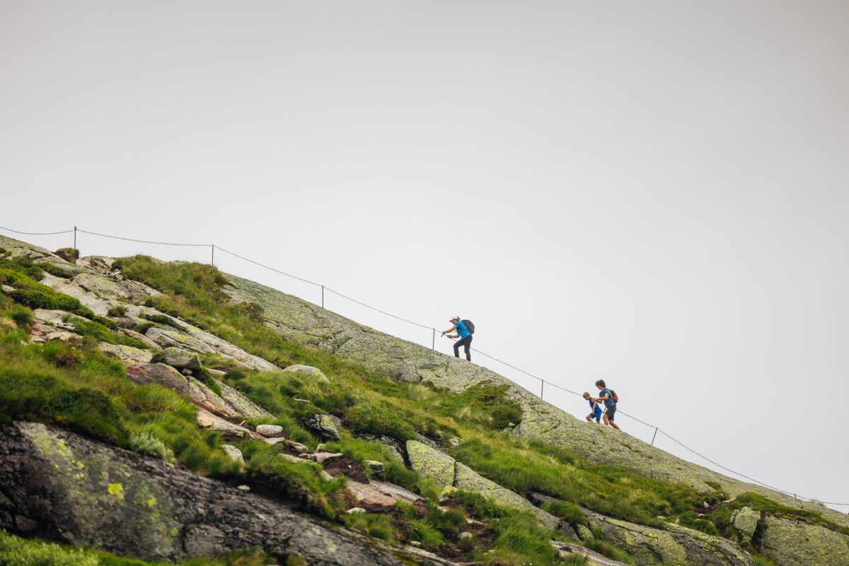 Hiking to the Kjeragbolten Rock in the Kjerag Mountains, Norway