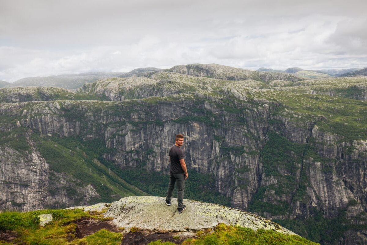 Hiking to the Kjeragbolten Rock in the Kjerag Mountains, Norway