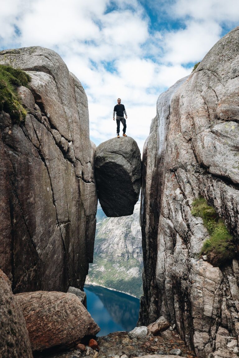 Hiking to the Kjeragbolten Rock in the Kjerag Mountains, Norway