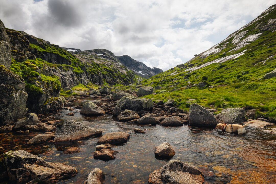 Hiking to the Kjeragbolten Rock in the Kjerag Mountains, Norway