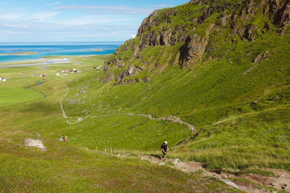 Ryten Hike to Kvalvika Beach Viewpoint in Lofoten, Norway