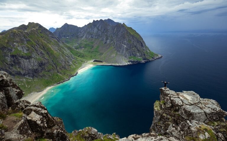 Ryten Hike to Kvalvika Beach Viewpoint in Lofoten, Norway