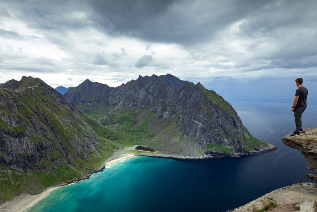 Ryten Hike to Kvalvika Beach Viewpoint in Lofoten, Norway