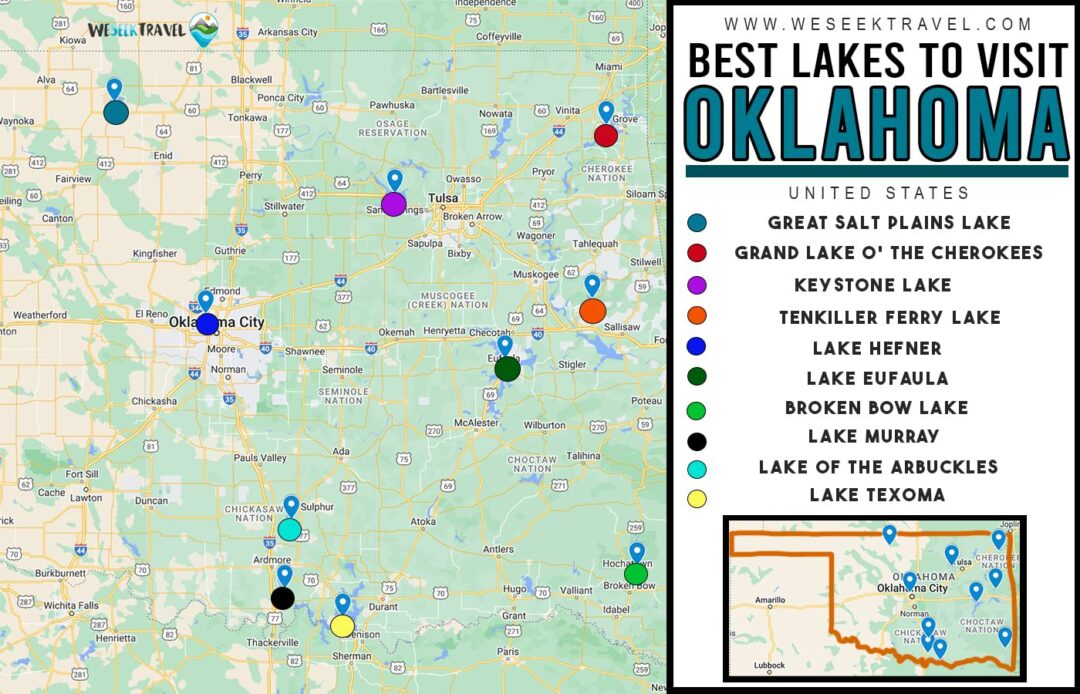 Oklahoma map of lakes